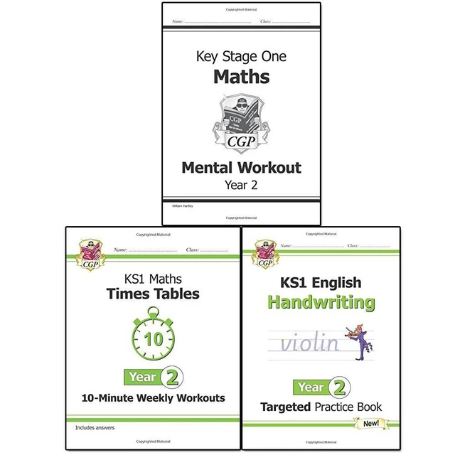 CGP KS1 ENGLISH and Math Year 2 Collection 3 Books Set KS1 Mental Maths ...