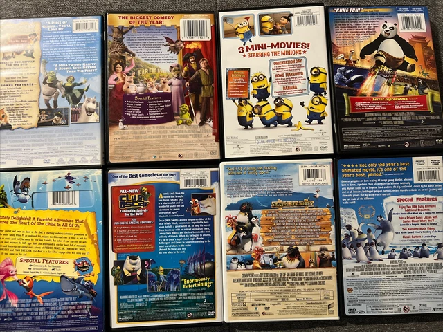 LOT 8X DVD Animated Movies Shrek Despicable Me King Fu Panda Happy Feet ...