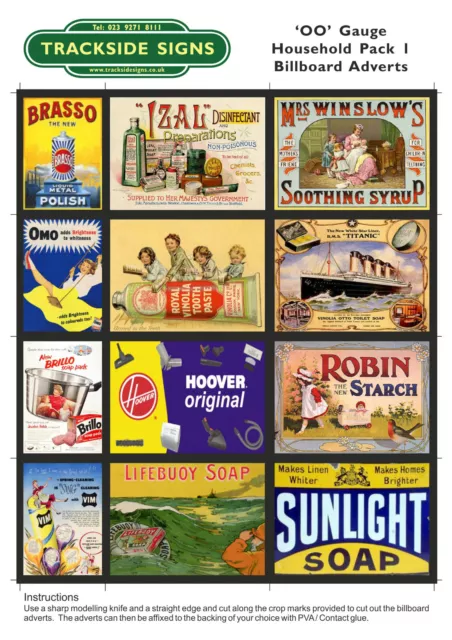 MODEL RAILWAY BILLBOARD Poster Advert Sheet Packs - OO Gauge 4mm - Lots ...