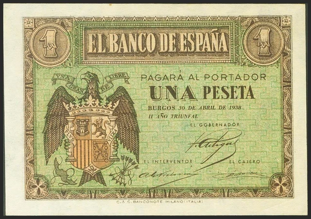 1 PESETA 30 Of April Of 1938. Series M. (edifil 2021:428a) . Smaller ...