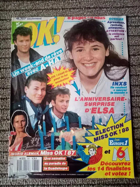 Magazine Ok 06 1988 N° 647 Elsa A Ha Inxs Mickael Jackson Eur 6