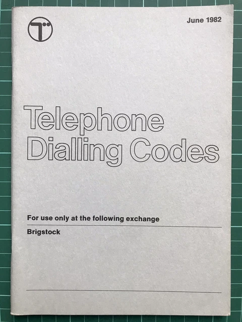 VINTAGE GPO/POST OFFICE/BT Telephone Dialling Code booklet, Brigstock ...