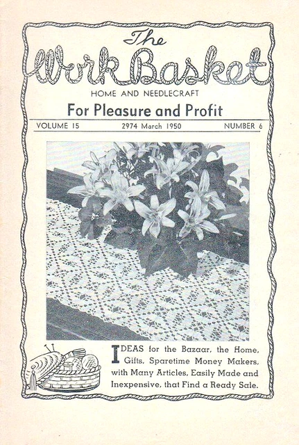 THE WORKBASKET MAGAZINE marzo 1950 Ornamento vintage tessitura a maglia ...