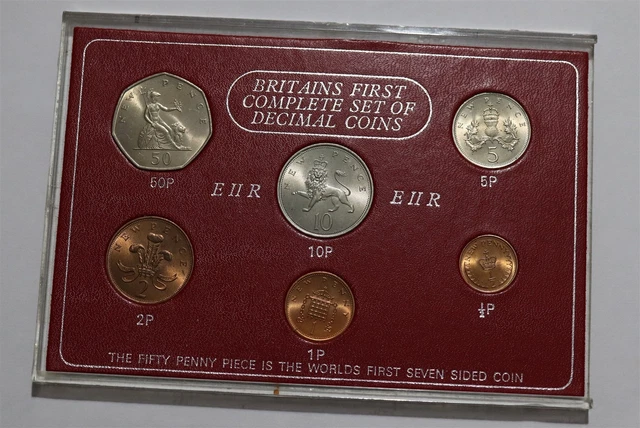 🧭 🇬🇧 UK Gb Britain's First Decimal Coins Set Cased B84 #280 $50.98 - PicClick CA