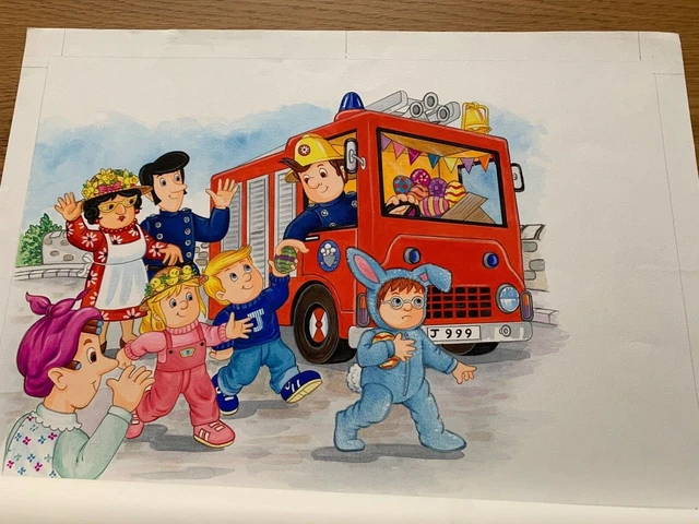 ORIGINAL ARTWORK FIREMAN Sam Easter Parade P4 - 5 Toy Box Magazine £39. ...
