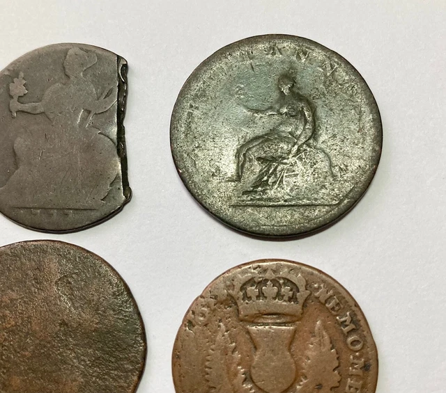 JOB LOT 6 x pre-Victoria copper coins with Scottish 1678 Charles II ...