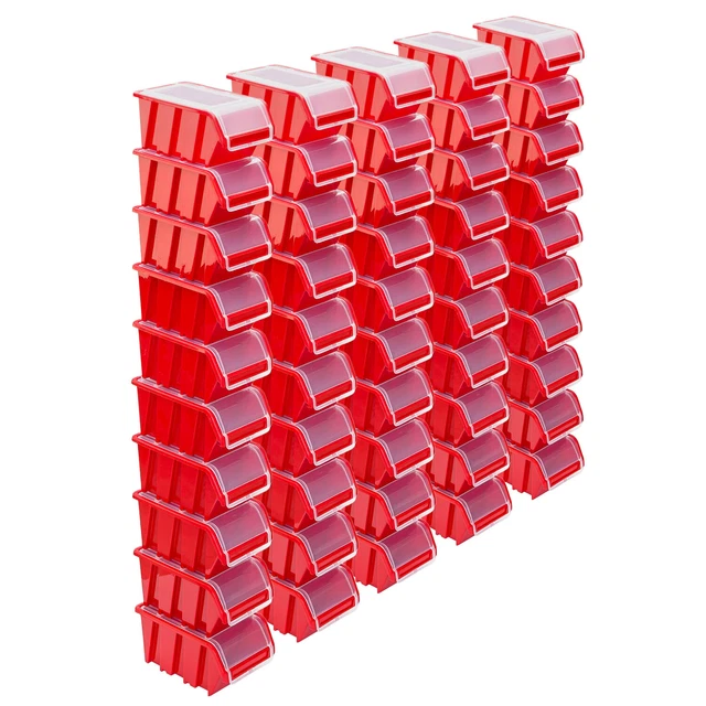 50X STAPELBOX MIT Deckel Box Sortierbox Rot NPKL8 12x19,5x9 EUR 76,99 ...