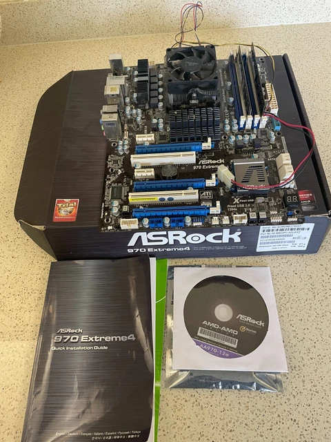 ASROCK 970 EXTREME4 PC Motherboard complete with CPU and RAM £0.99 ...