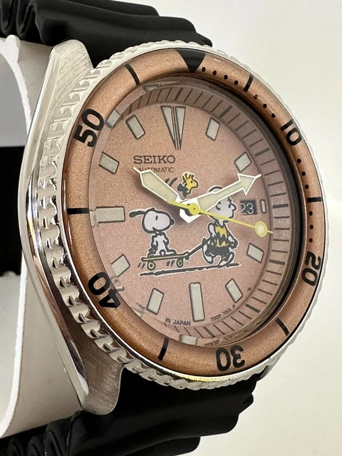 OROLOGIO UOMO VINTAGE Seiko Diver's 7002-700J Mod Snoopy Charlie Brown ...