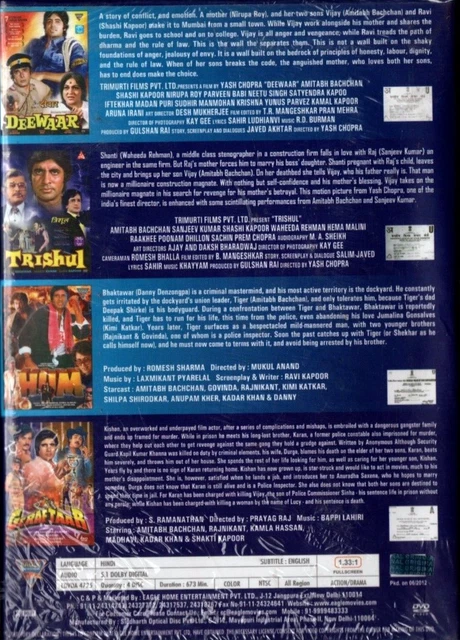 DEEWAAR - TRISHUL - Hum - Geraftaar - Amitabh Bachchan 4 Dvds English ...
