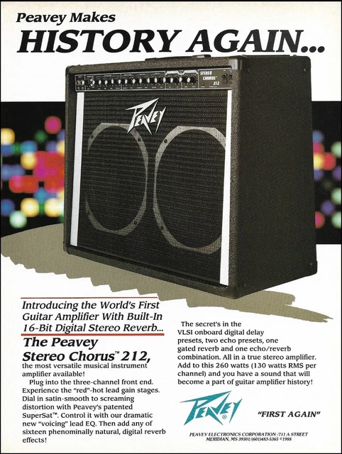 1988 PEAVEY STEREO Chorus 212 guitar amp series advertisement amplifier ...
