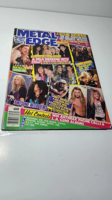 METAL EDGE MAGAZINE Nov 1989 Bon Jovi Centerfold, Metallica, Axl Rose ...