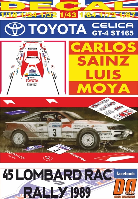 1989 TOYOTA CELICA GT4 CARLOS SAINZ RAC RALLY DECAL 2nd (01) £33.30 ...