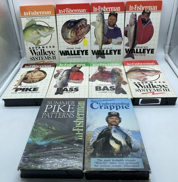 10 FISHING VHS In-Fisherman Walleye Largemouth Bass Crappie Pike Videos ...