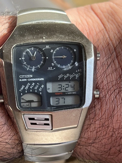 CITIZEN ANA DIGITAL , Temp Watch ( Diamond Cut Curved Shape ) Very Rare ...