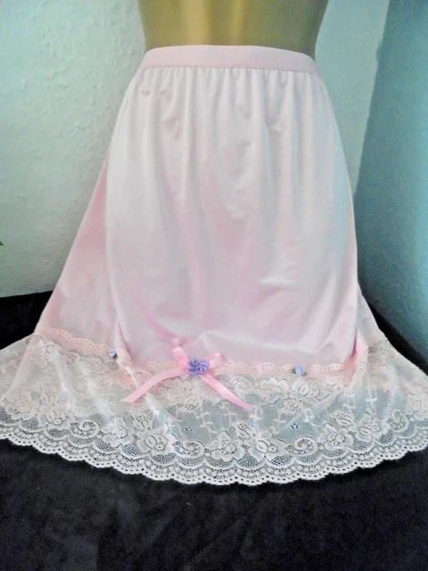 STUNNING SILKY rose pink vtg style half slip cd/tv 30 - 44 BNWOT sissy ...