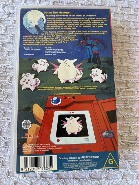 POKEMON VOLUME 2 The Mystery Of Mount Moon Vhs Video Tape Pokémon Tv ...