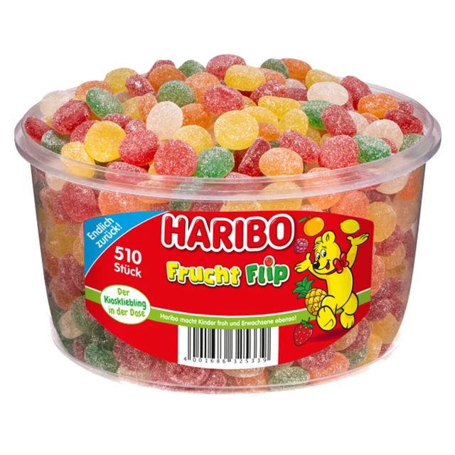 HARIBO FRUIT FLIP 510 Gezuckerte Gommes de Fruits Drops Assorti 1275g ...