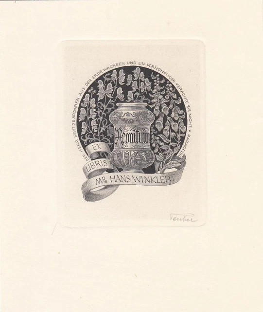 EXLIBRIS BOOKPLATE GRAVURE sur Cuivre Friedrich Teubel 1884-1965 ...