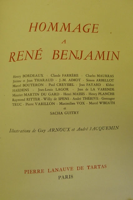 &TRIBUTE TO RENÉ Benjamin" Original Illustrated Edition, on Annam ...