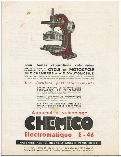 ANCIEN OUTILS époque WW2 CHEMICO APPAREIL à VULCANISER CYCLE ...