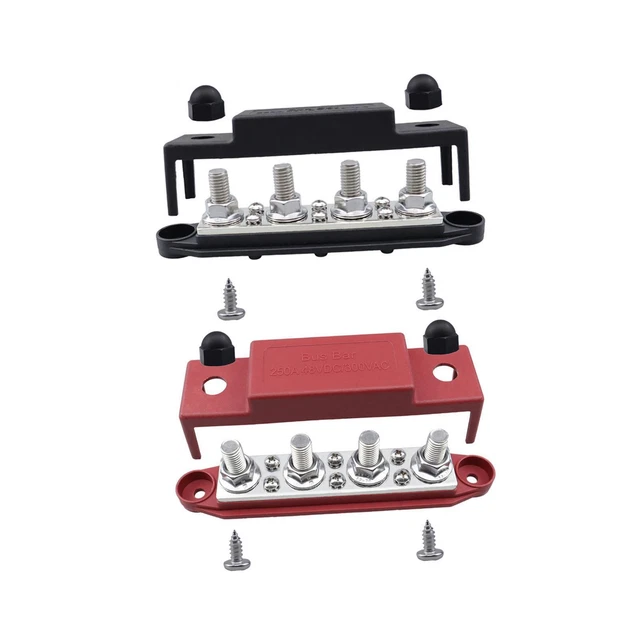 POWER DISTRIBUTION BLOCK Busbar Terminal Block ,4 Post 6 Way with Cover ...