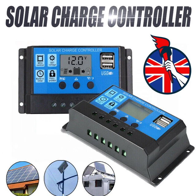 SOLAR CHARGE CONTROLLER 30A panel battery smart regulator with dual USB ...
