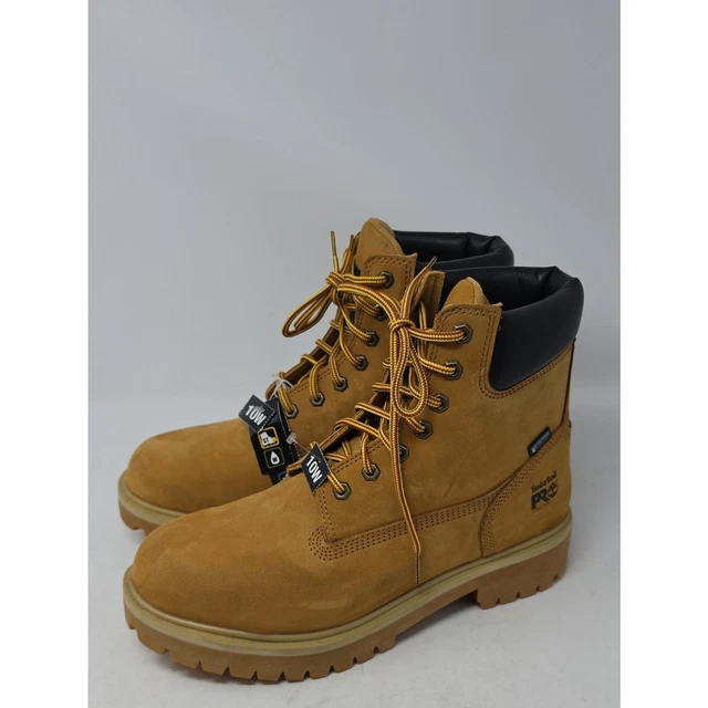 TIMBERLAND PRO WHEAT/TAN Suede Work Boots with Black Collar Steel Toe ...