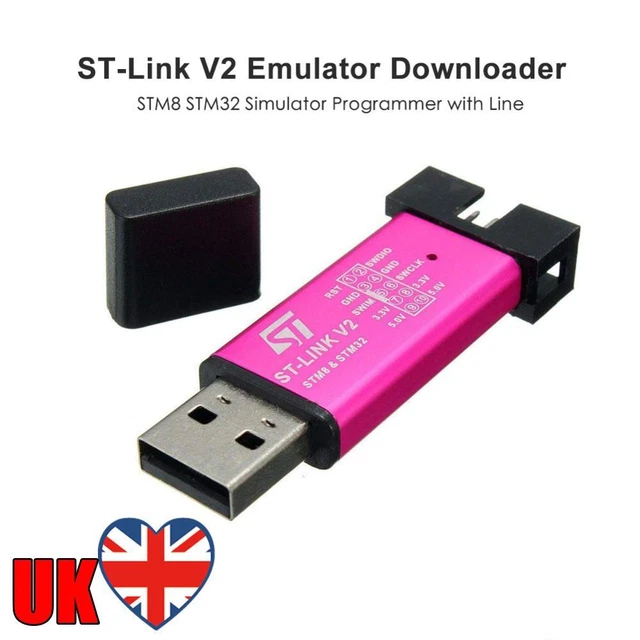 ST-LINK V2 SIMULATOR Download Programmer Mini STM8/STM32 with Cover ...