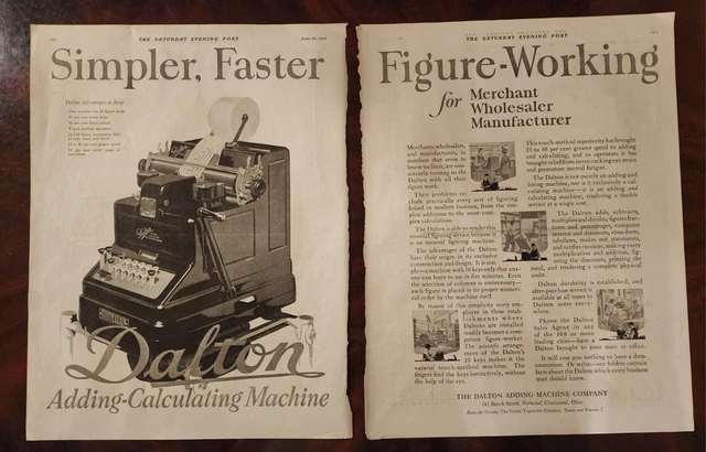 1920 OLD MAGAZINE Print Ad, Dalton Adding-Calculating Machines, Simpler ...