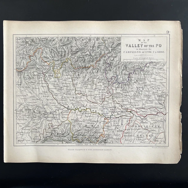 MAP OF THE Valley Of The Po Campaigns Of 1796 & 1800 Battle - 1850 ...