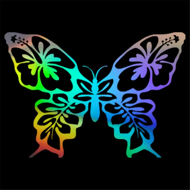 Butterfly Hibiscus Flower Car Window Door Laptop Bumper Van Vinyl Decal Sticker Eur 295