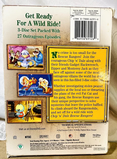 RETRO CARTOON CHIP 'N' Dale's Rescue Rangers Volume 1 (3-Disc DVD Set ...