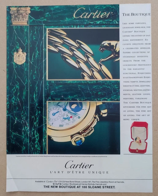 CARTIER BOUTIQUE WATCH Original UK Press Advert 1990 £5.91 - PicClick UK