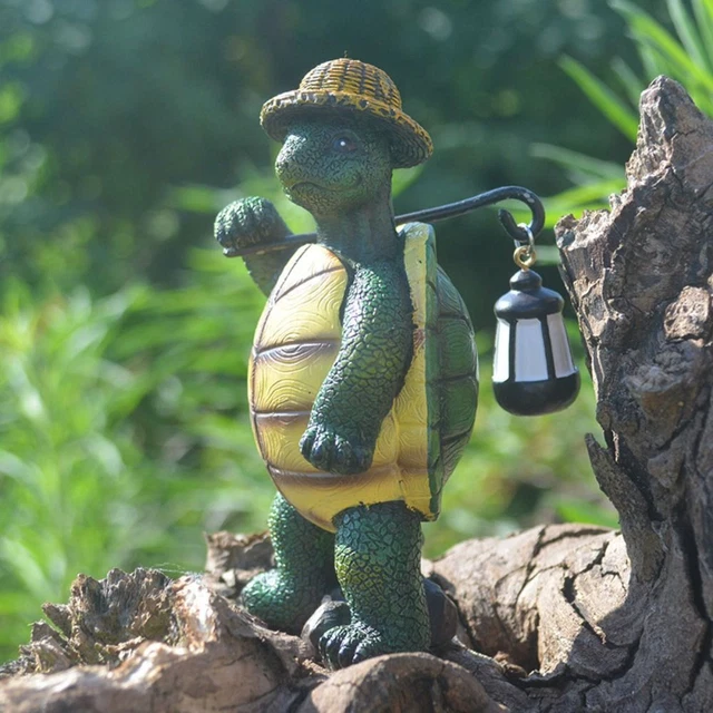 CUTE TURTLE STRAW Hat Statue Funny Hiking Animal Ornament Old Man ...