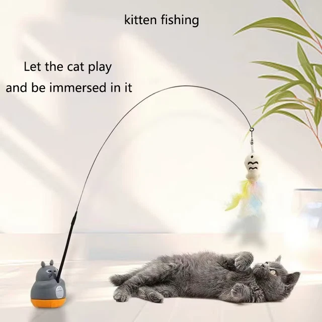 NEW CAT FUNNY Cat Stick Steel Wire Long Pole Feather Cute Cat Toy ...