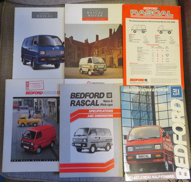 4 VAUXHALL BEDFORD Rascal sales brochures, 1 specification sheet, 1 ...