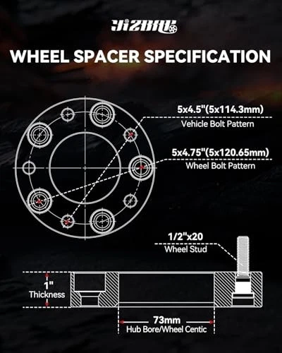 1 INCH WHEEL Adapters for Corvette Wheels on Cherokee Vehicle, 5x4.5 to ...