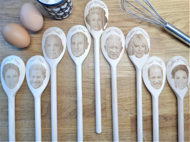 BRITISH ROYAL FAMILY Face's Engraved on Wooden Spoons. £6.25 - PicClick UK