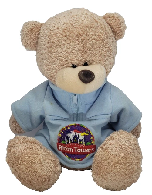 TUSSAUDS ALTON TOWERS Teddy Bear Blue Top Cuddly 10"Plush Soft Toy ...