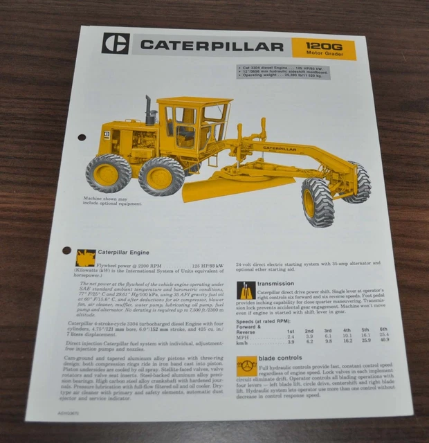 CATERPILLAR 120G MOTOR Grader Specification Technical Data Cat Brochure ...