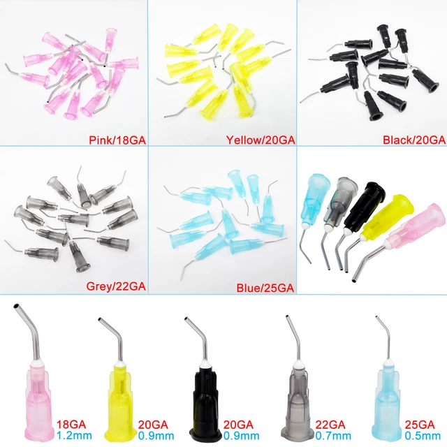 DENTAL FLOW PREBENT Needle Irrigation tip Dispensing Syringe Tips 18/20 ...