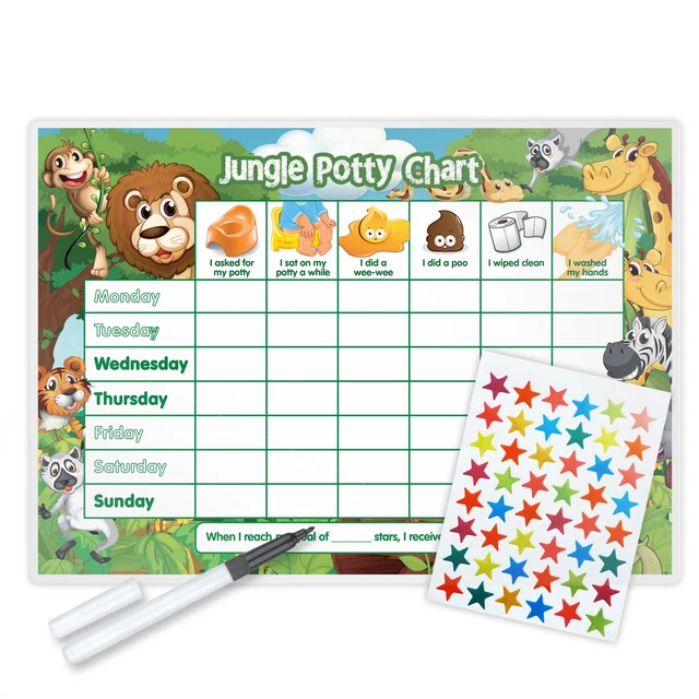 POTTY REWARD CHART Jungle Set magnetic available FREE Pen and Star ...