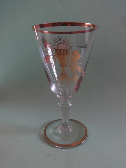VERRE ANCIEN CALICE Souvenir de communion - Décor doré - Reliquaire EUR 6,00 - PicClick FR