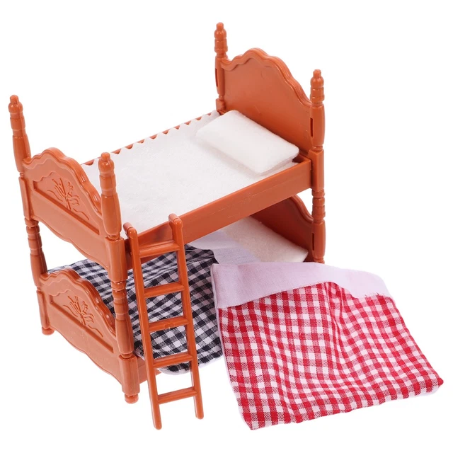 3 PCS MINI Toy Bed for Dolls House Bedroom Child Tiny Baby Bunk Beds ...