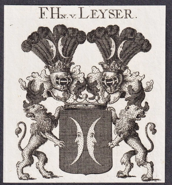 LEYSER WAPPEN COAT of arms Adel Heraldik Kupferstich 1820 EUR 11,99 ...