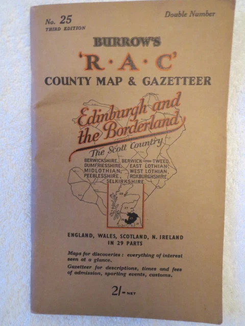 1930'S RAC COUNTY Map & Gazetteer - Edinburgh And The Borderland £4.00 ...
