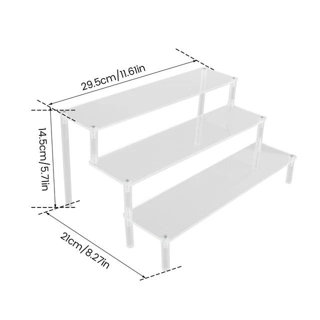 ACRYLIC RISERS DISPLAY Stand 3 Tier Acrylic Tiered Shelf Clear Tiered ...
