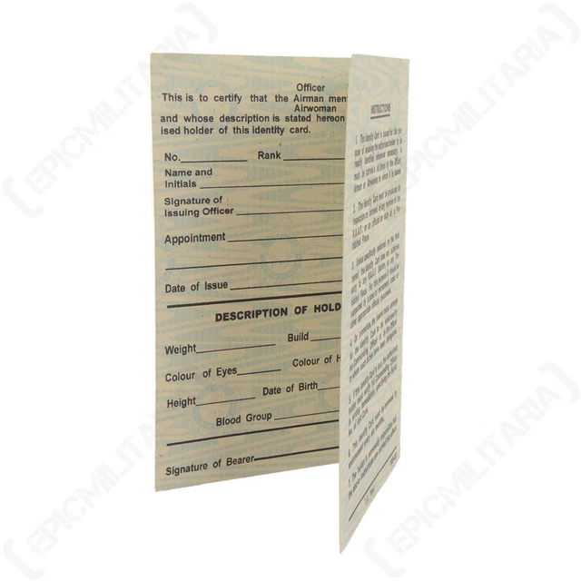 WW2 AUSTRALIAN AIR Force ID Card Reenactment Military Identity Air ...