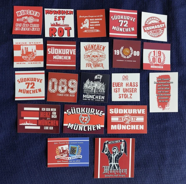 20 AUFKLEBER STICKER Fußball Ultras Fans FC Bayern Südkurve 1972 ...